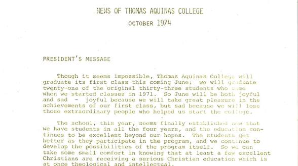 October 1974 Newsletter | Thomas Aquinas College