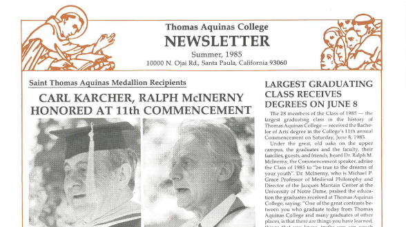 Summer 1985 Newsletter | Thomas Aquinas College