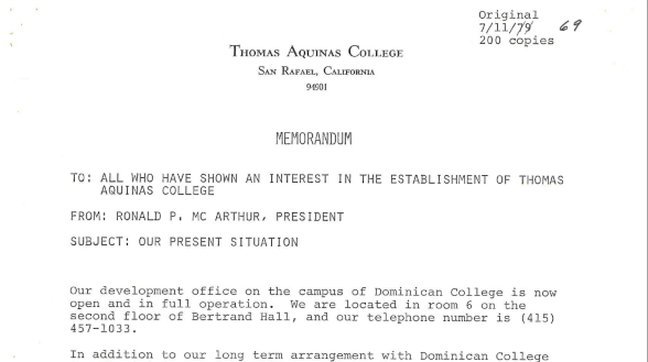 July 11, 1969 Newsletter | Thomas Aquinas College