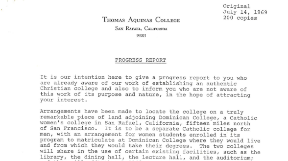 July 14, 1969 Newsletter | Thomas Aquinas College